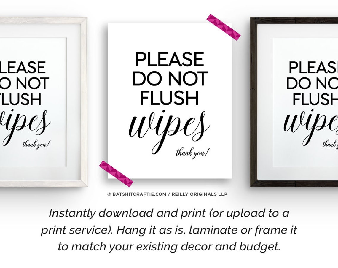 Do Not Flush Wipes PRINTABLE SIGN DOWNLOAD Bathroom Septic - Etsy