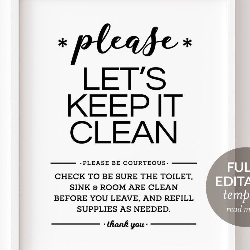 Clean up After Yourself Bathroom Sign - Etsy