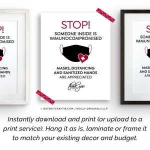 STOP Immunocompromised Person Inside Printable Sign ~ Wear a Mask Keep ...