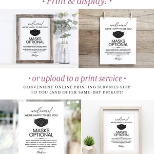 Masks Optional PRINTABLE SIGN ~ Instantly Print + Display ~ Many Sizes ...