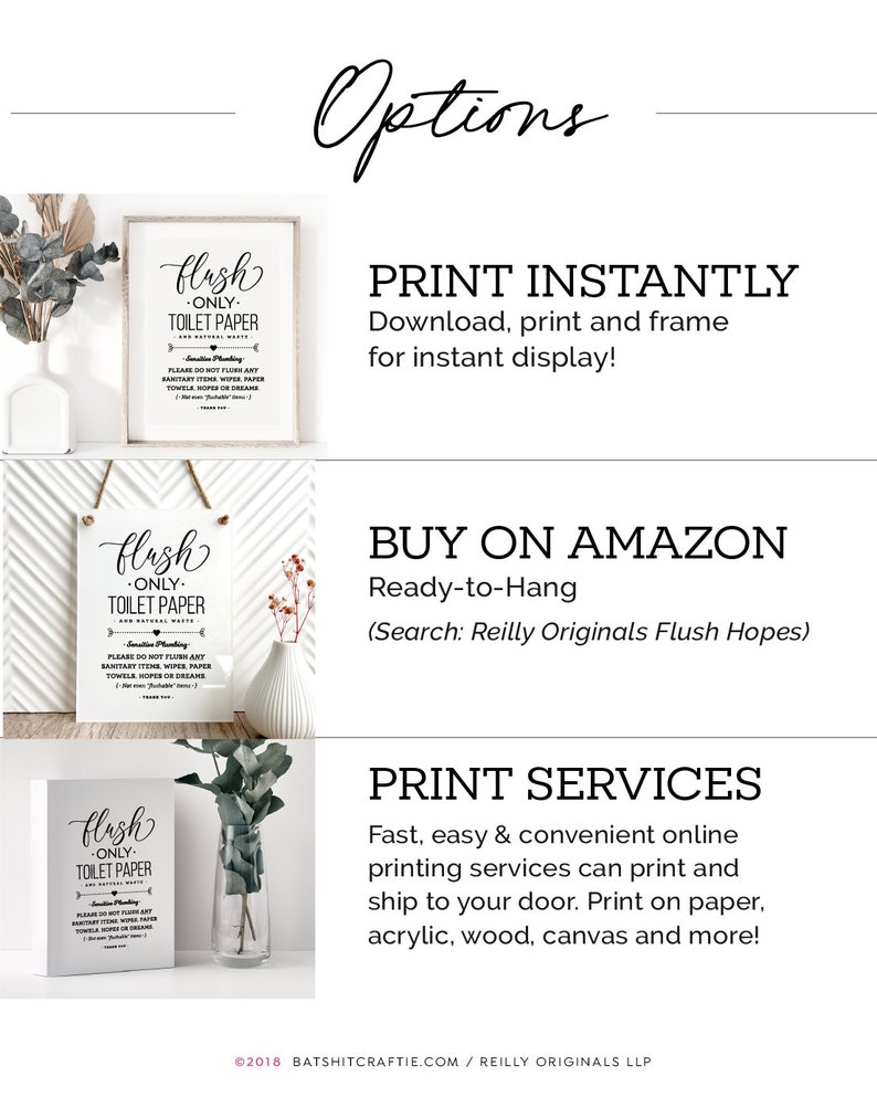 Cute Flush Only Toilet Paper & Natural Waste Bathroom Sign - Etsy
