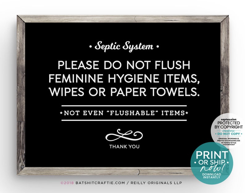 Elegant Septic System Bathroom Sign Do Not Flush - Etsy