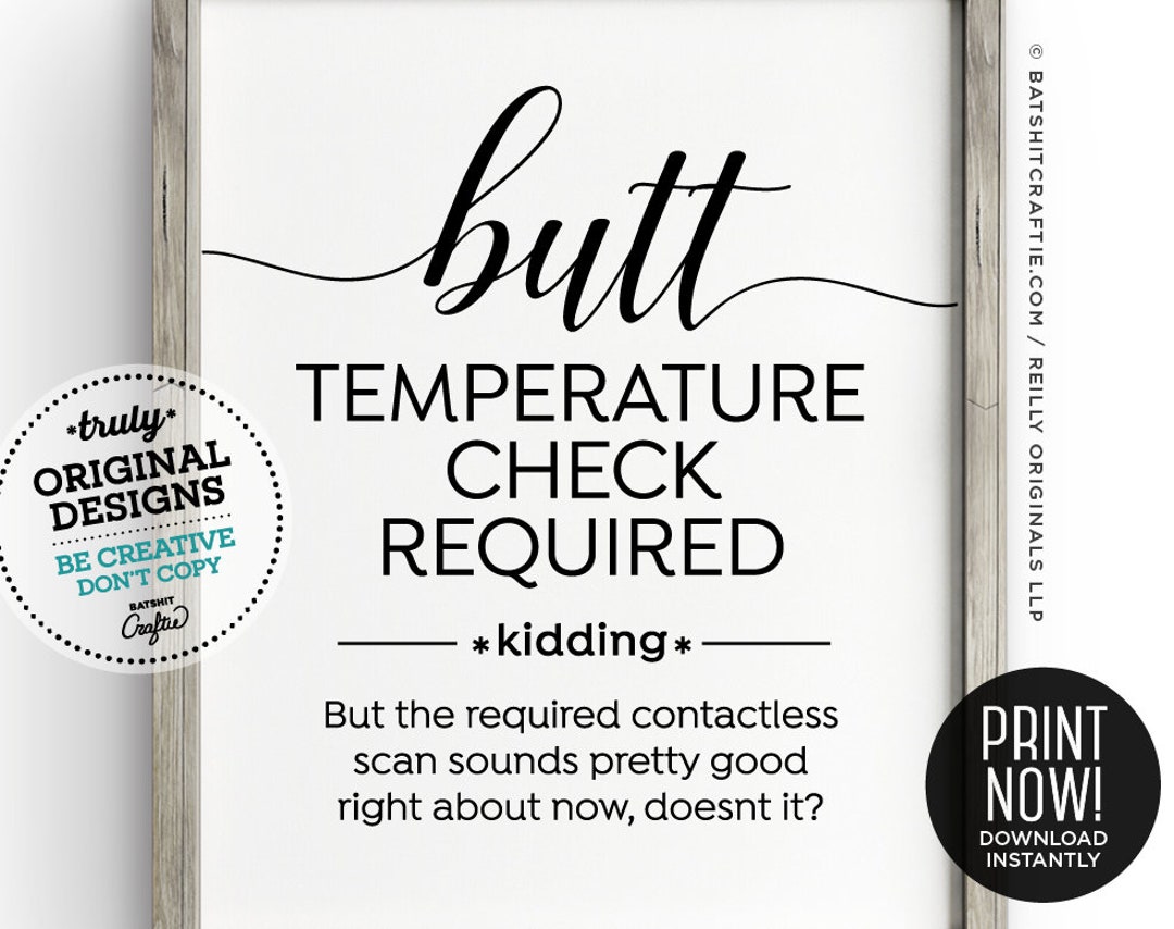 Funny Temperature Check Required PRINTABLE SIGN Modern Office Workplace ...