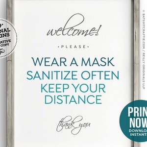 Wear a Mask Sanitize Often Keep Your Distance PRINTABLE SIGN Office ...
