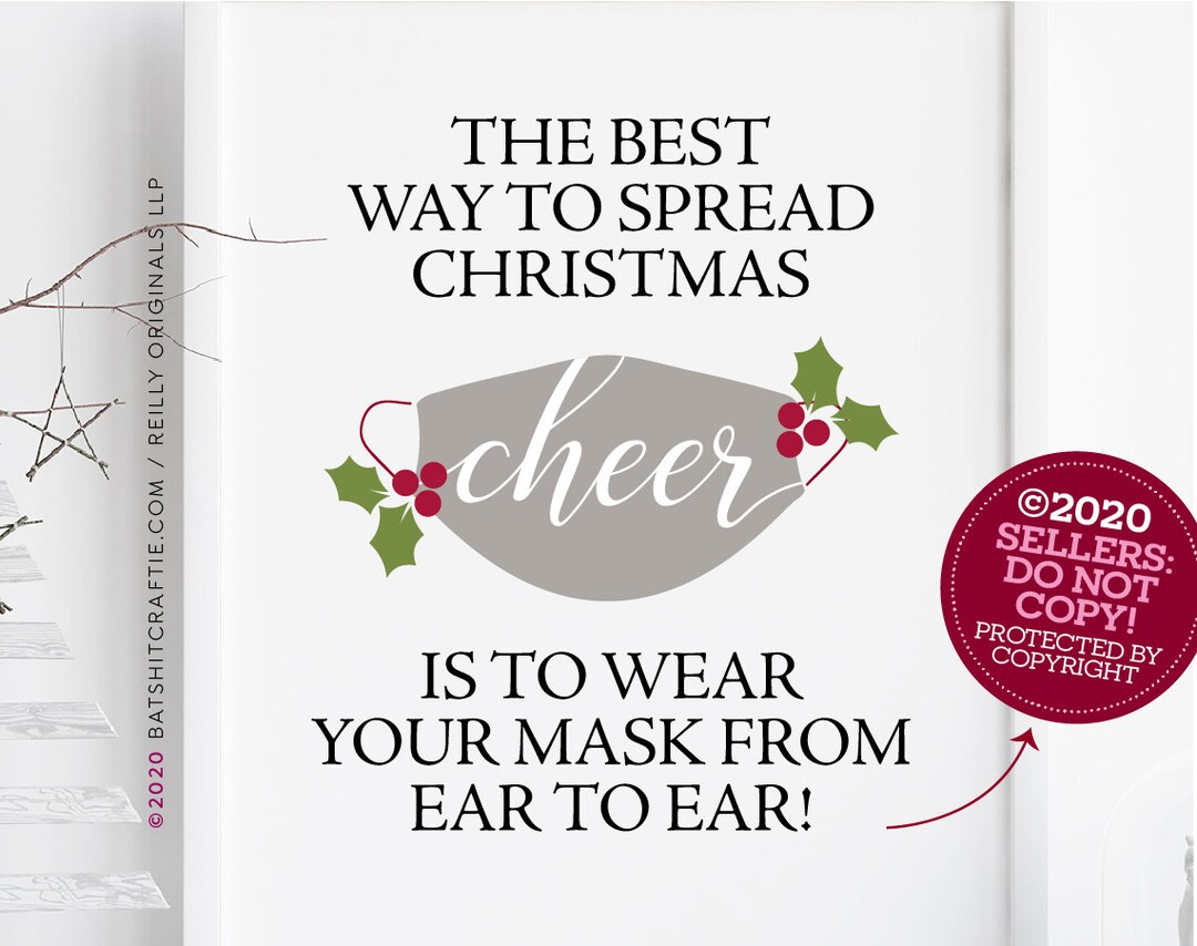 Lindo letrero IMPRIMIBLE Difunda alegría navideña Use máscara de oreja ...
