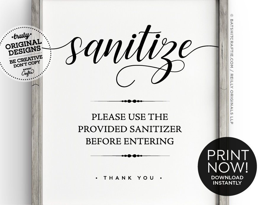 Please Use Sanitizer PRINTABLE Sign Home Office Restaurant Bathroom ...