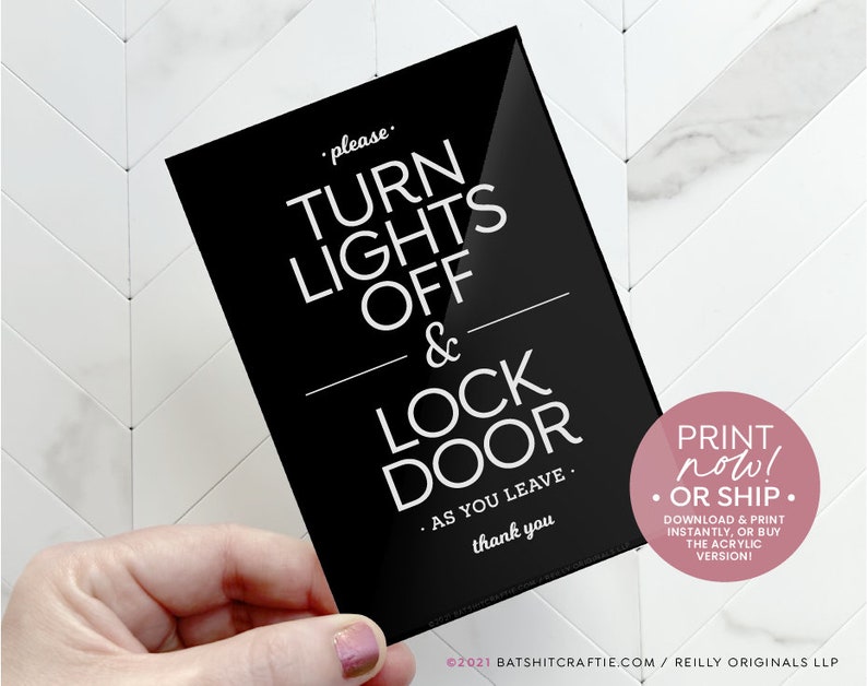 Please Turn Lights off & Lock Door Sign ~ Download and Print Instantly ...