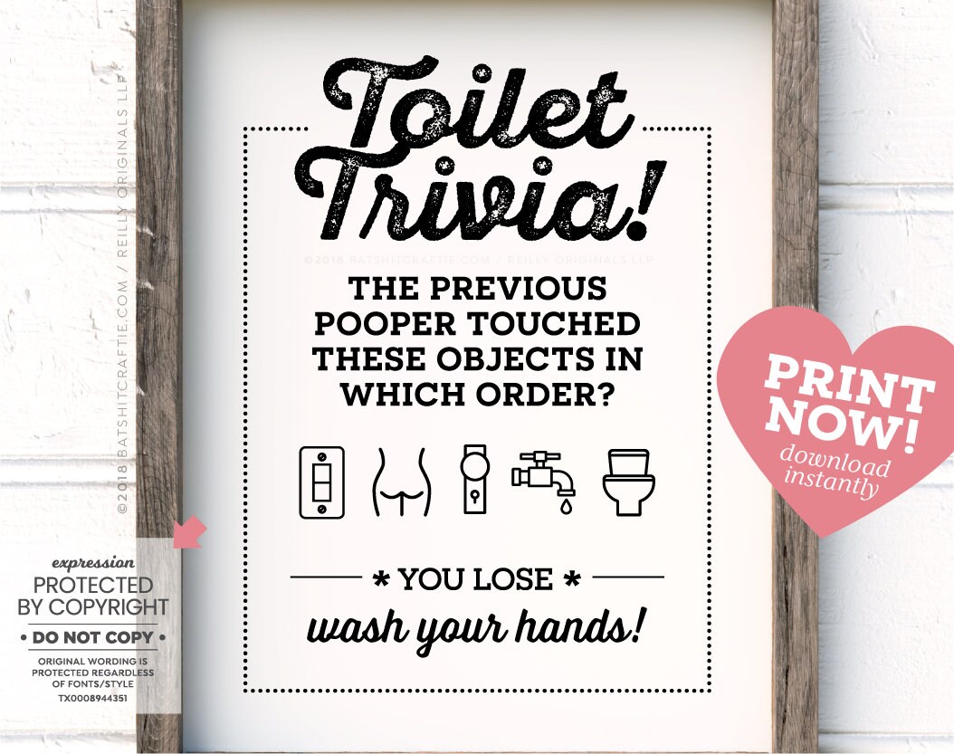 Printable Funny Bathroom Sign ~ Toilet Trivia {protected by Copyright ...