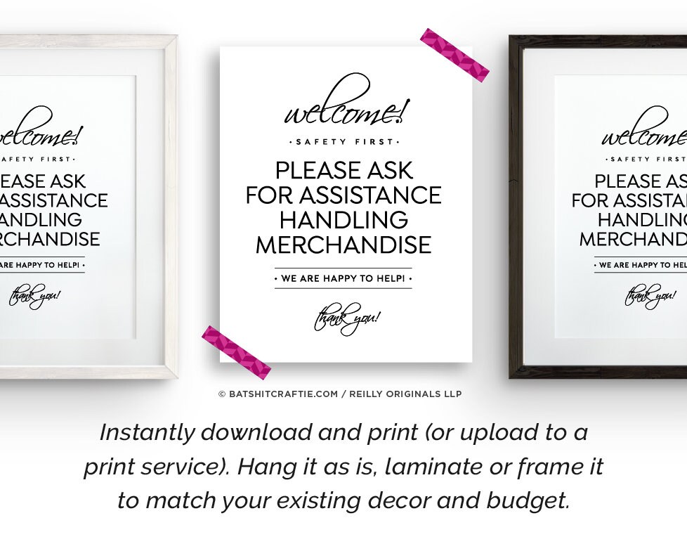Please Ask for Assistance Handling Merchandise PRINTABLE SIGN - Etsy