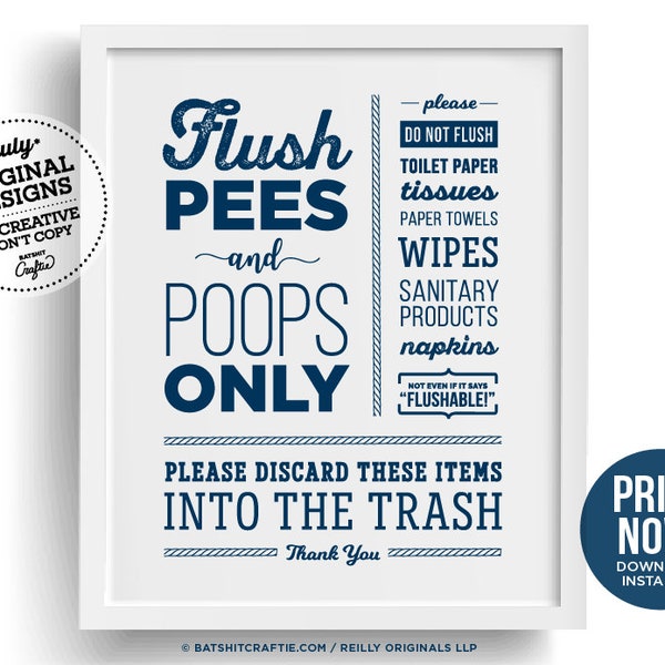 Printable Please Do Not Flush Feminine Products Sign - Etsy