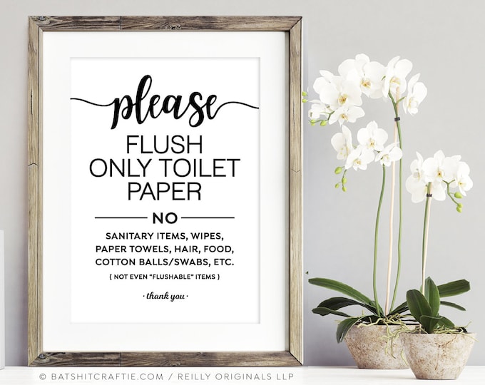 Bathroom Sign Printable Septic System Sensitive Plumbing Flush Pee Pee ...