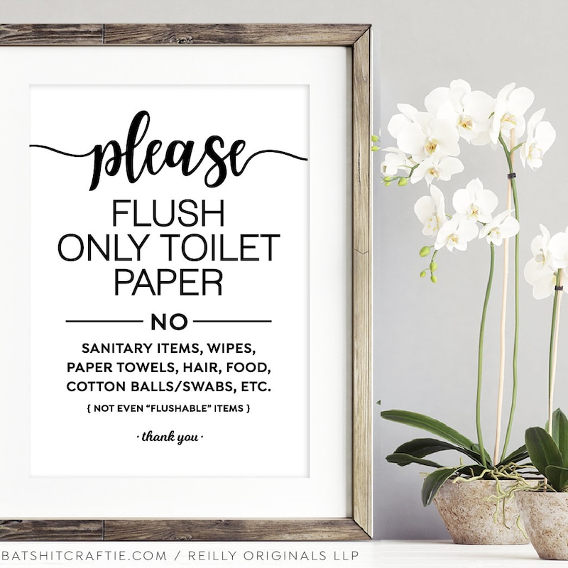 No Flushable Wipes Sign - Etsy