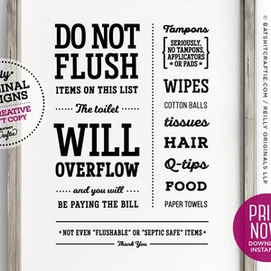 Do Not Throw Anything in the Toilet Signs - Etsy