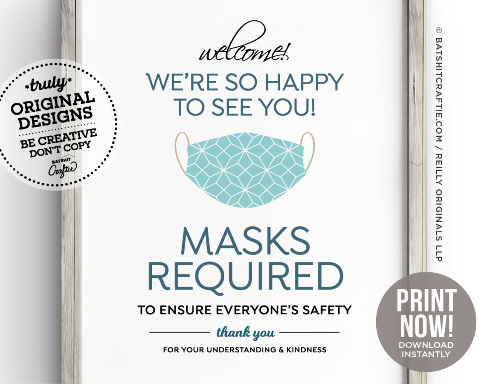 Mask Required PRINTABLE Sign Cute Elegant Prevention - Etsy