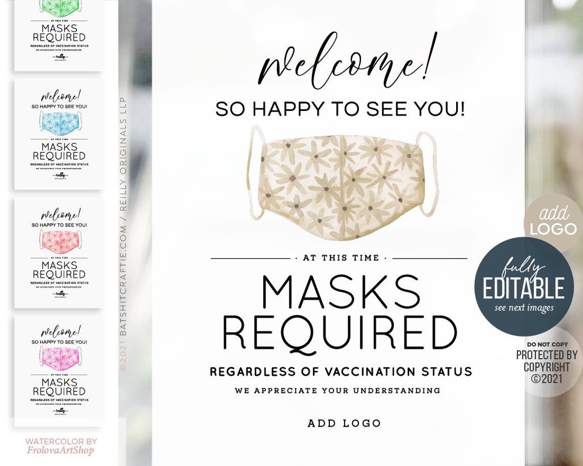 Fully Editable PRINTABLE Mask Sign Template Customized - Etsy