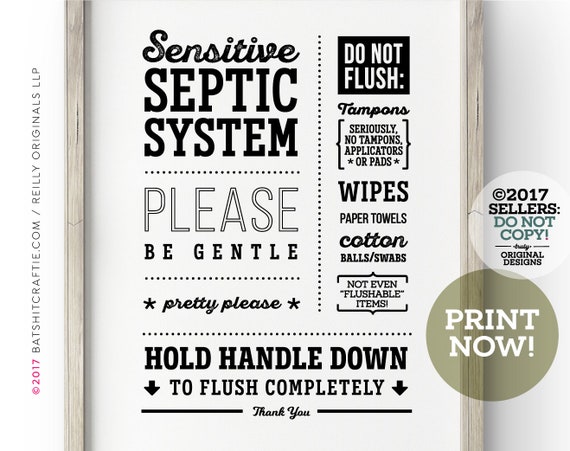 Septic System Handle Rules Hold Down to Fully Flush - Etsy