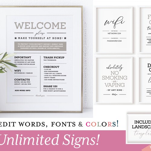 Unlimited Printable Signs Fully SELF Editable 5x7 8x10 - Etsy