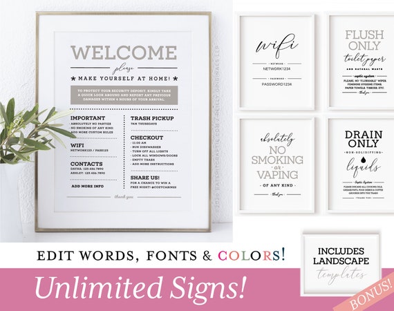 SUPER SALE Unlimited Printable Signs Fully Self-editable - Etsy