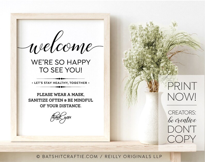 Please Wear a Mask Sanitize Social Distance PRINTABLE sign | Etsy