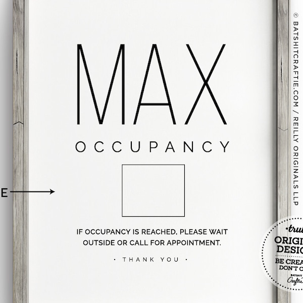 Max Occupancy Sign - Etsy