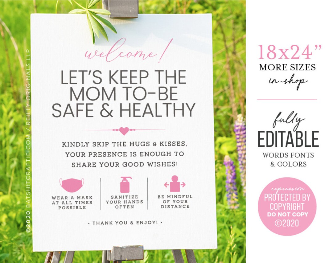 Editable Printable Template ~ Protect Mom-to-be ~ 18x24" (more Sizes in ...