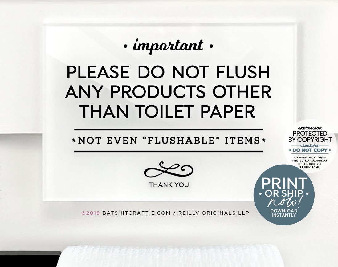 Elegant Septic System Bathroom Sign Do Not Flush Any - Etsy