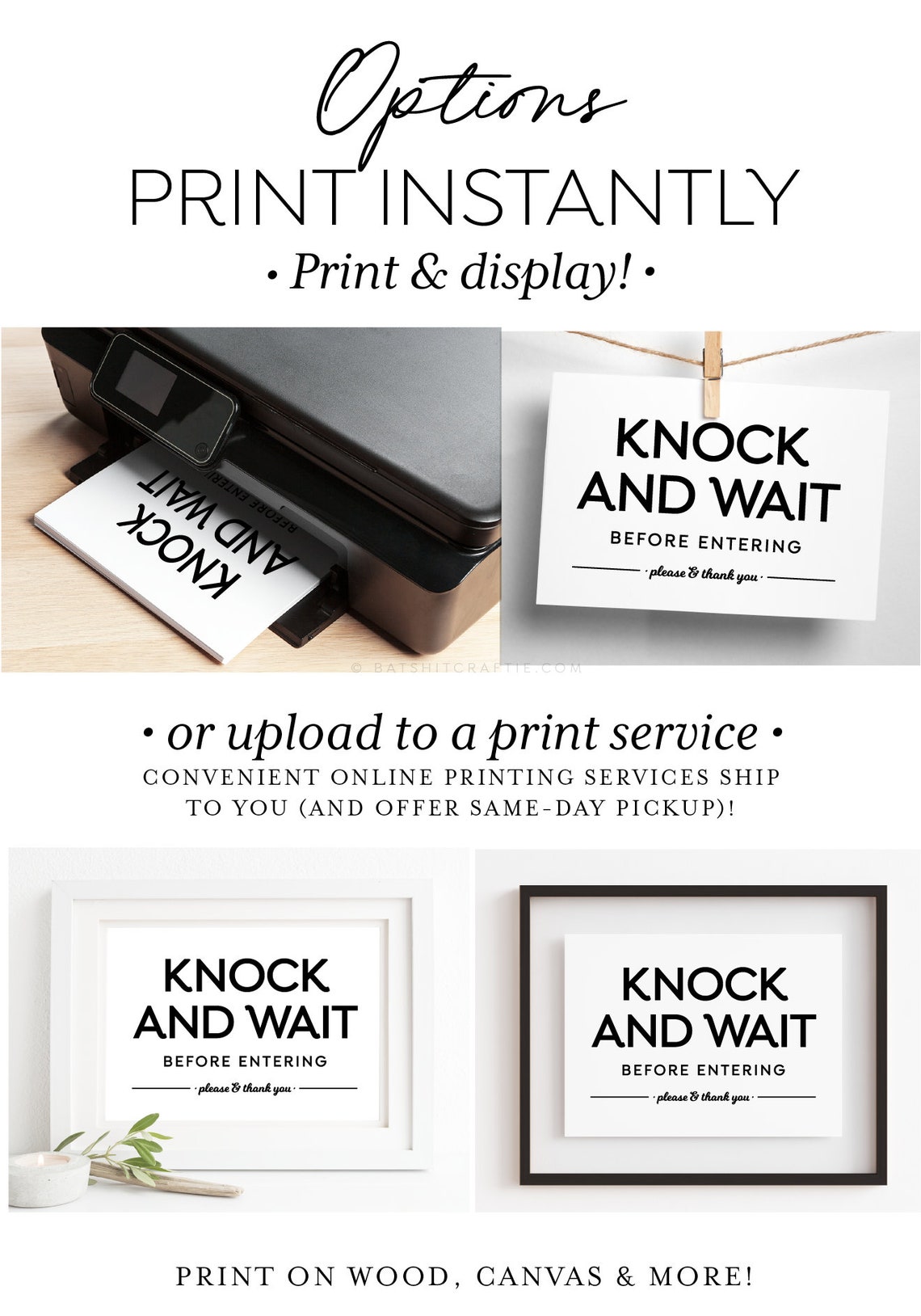 Knock and Wait Before Entering Printable Sign ~ Download Instantly ...