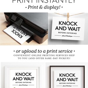 Knock and Wait Before Entering Printable Sign ~ Download Instantly ...