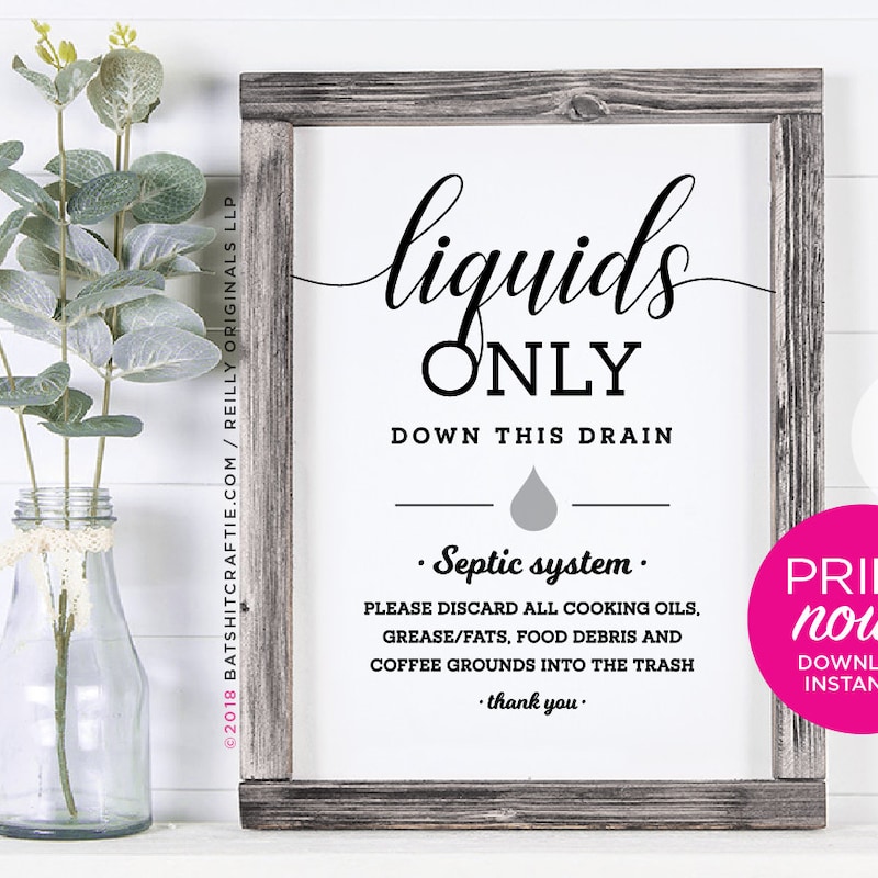 No Liquids in Trash Signs - Etsy