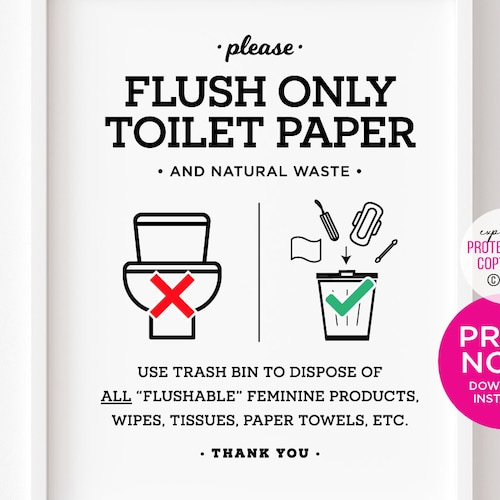 Funny PRINTABLE Bathroom Sign Do Not Flush Toilet Paper - Etsy