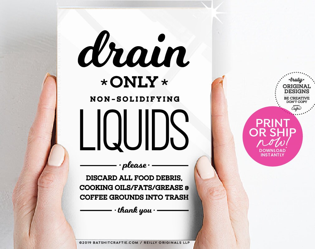 Drain Only Non-solidifying Liquids Sign Ready to Ship or - Etsy