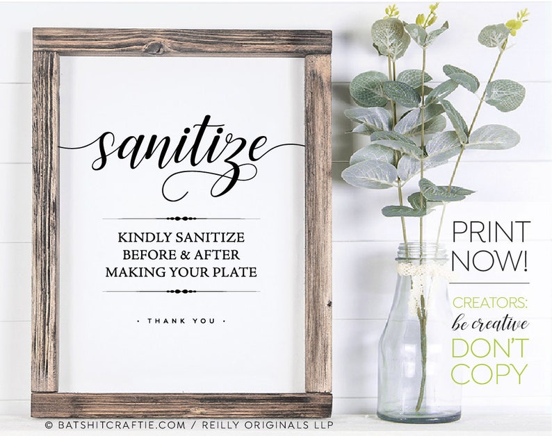 Please Sanitize Before & After Making Dinner Plate Elegant PRINTABLE ...