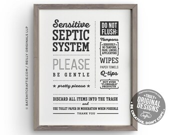 Bathroom Sign INSTANT DOWNLOAD PRINTABLE Sensitive Plumbing | Etsy