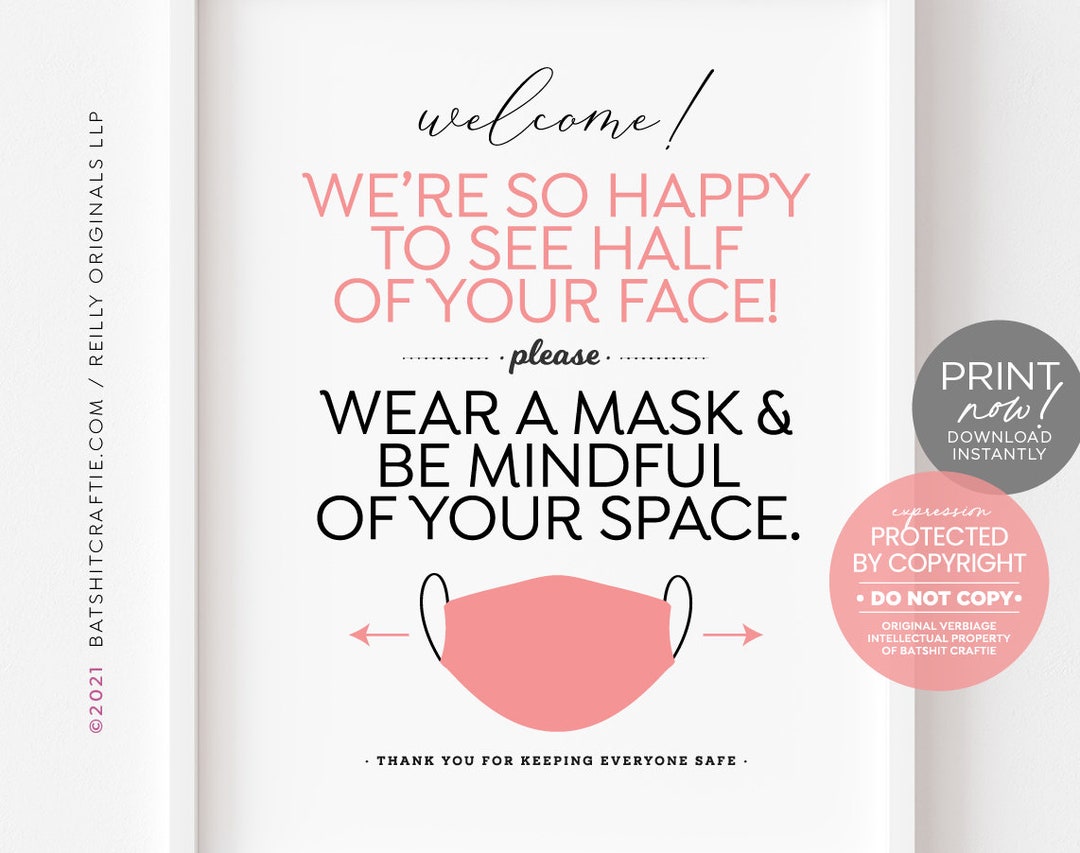 Funny Mask Required Printable Sign ~ Instantly Download + Print ...