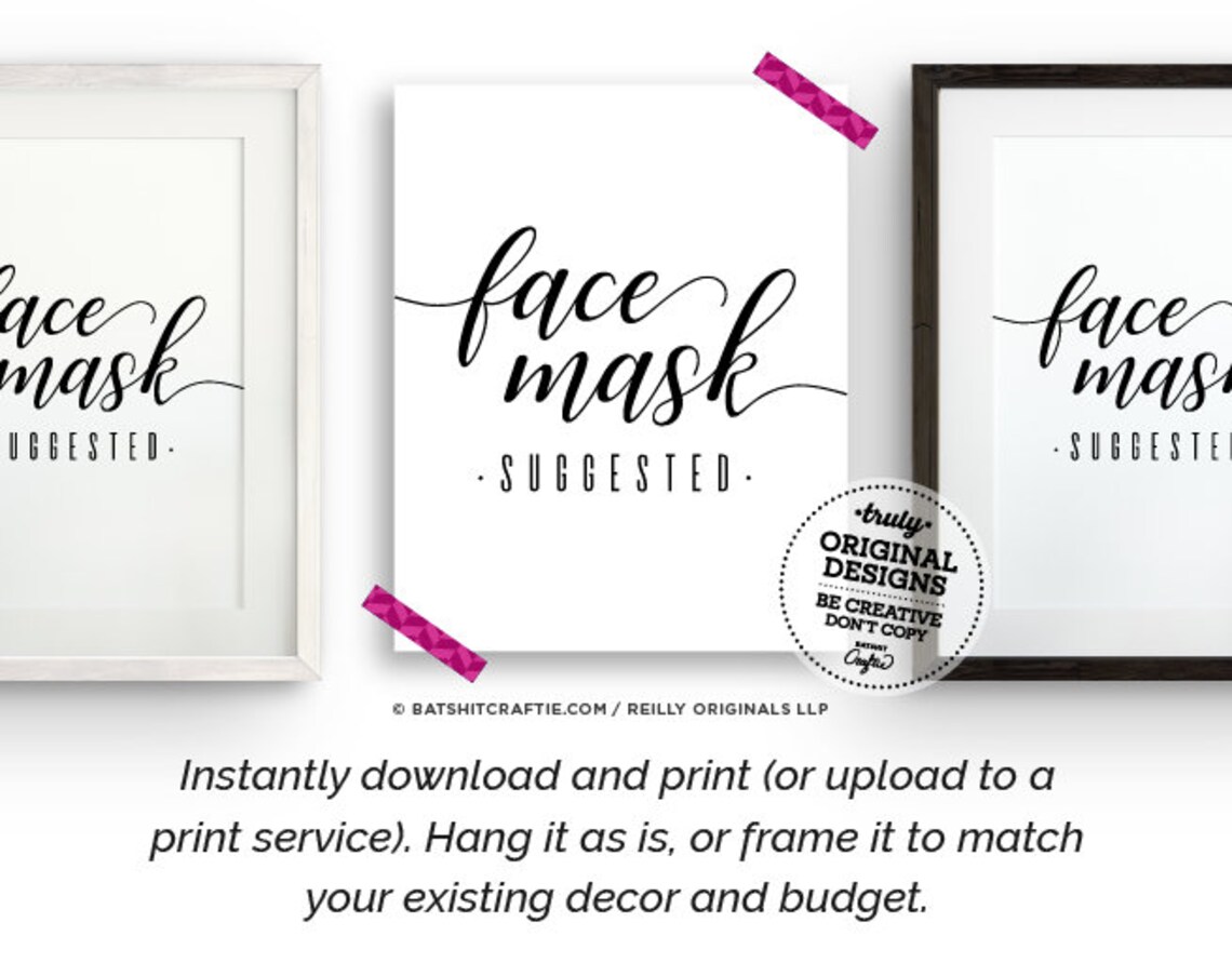 Face Mask Suggested PRINTABLE SIGN Office Restaurant Bath - Etsy