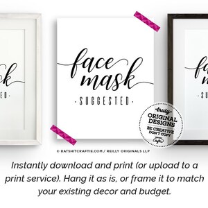 Face Mask Suggested PRINTABLE SIGN Office Restaurant Bath Prevention ...