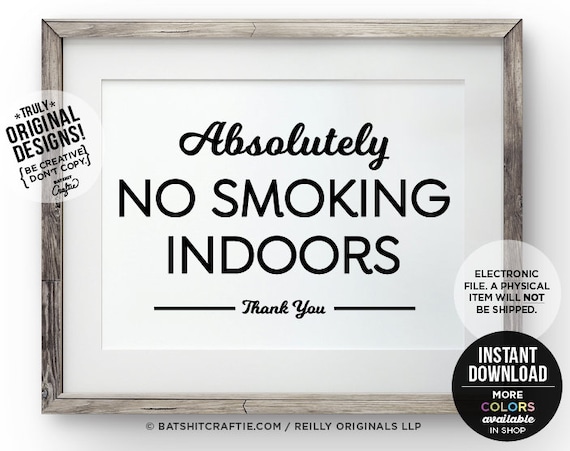 Absolutely No Smoking Indoors PRINTABLE Sign Airbnb Compliance | Etsy