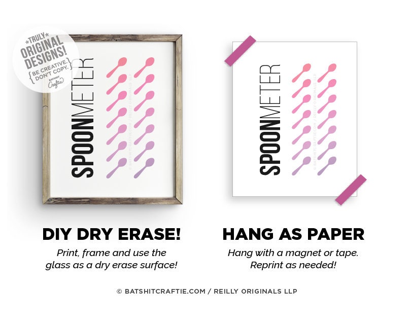 Spoon Meter Dry Erase DIY PRINTABLE Art Cute Invisible Chronic | Etsy