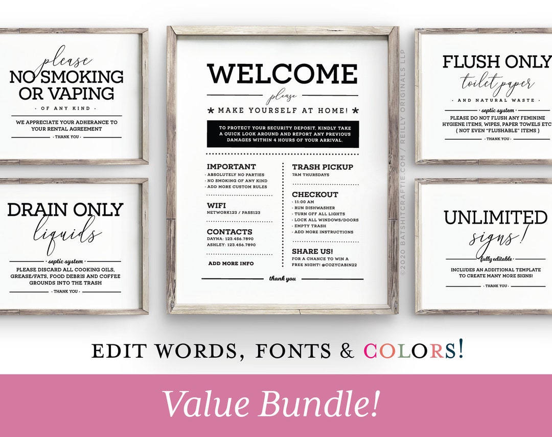 SUPER SALE! Unlimited Printable Signs! Fully Self-editable 4x6, 5x7 ...