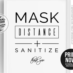 Mask Distance Sanitize PRINTABLE SIGN Modern Office Restaurant ...