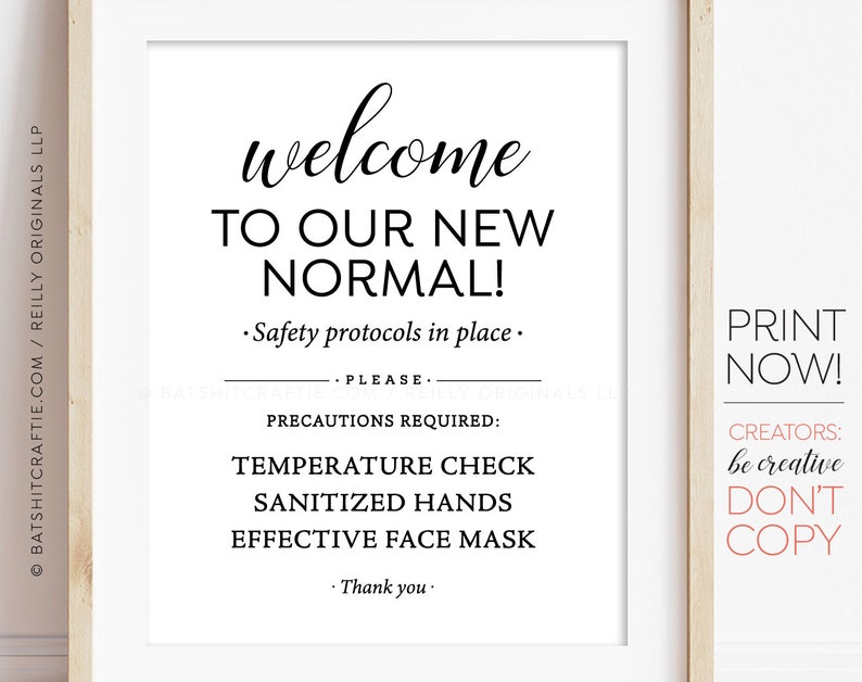 Welcome New Normal Safety Protocols Required Printable Sign | Etsy