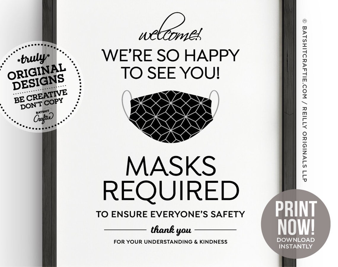 Mask Required PRINTABLE Sign Cute Elegant Prevention - Etsy