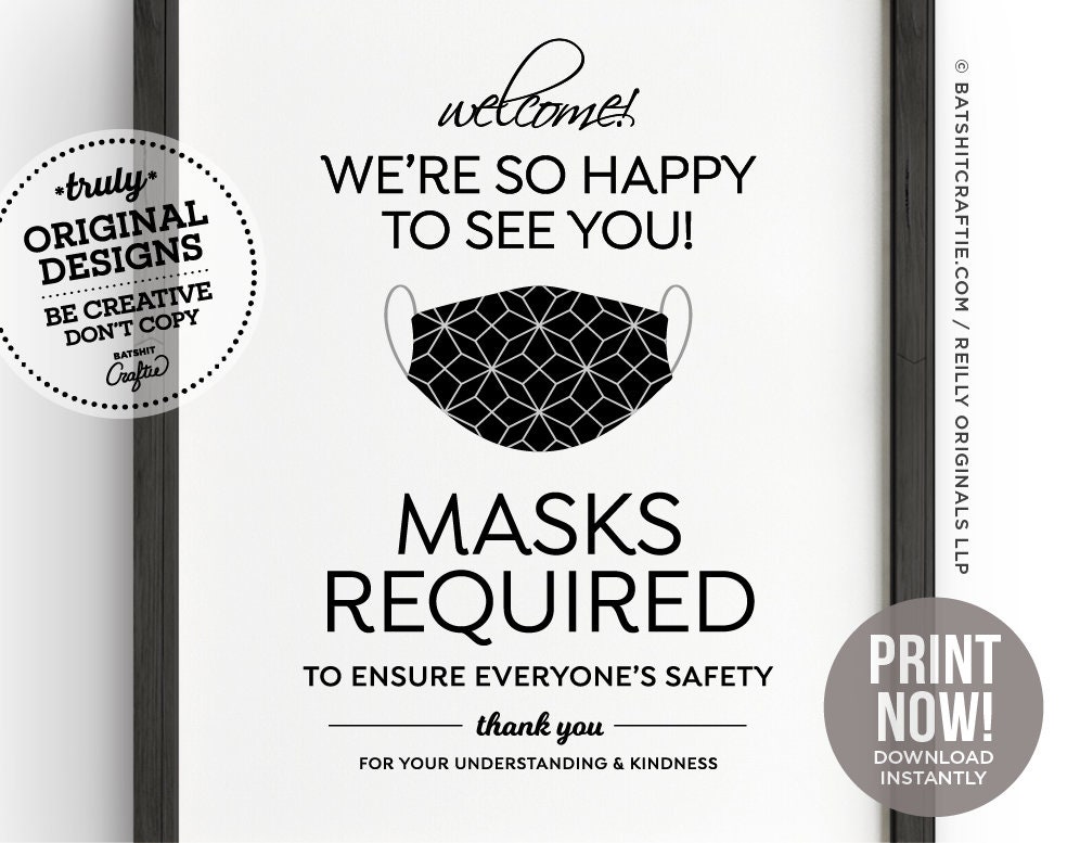 Mask Required PRINTABLE Sign Cute Elegant Prevention - Etsy