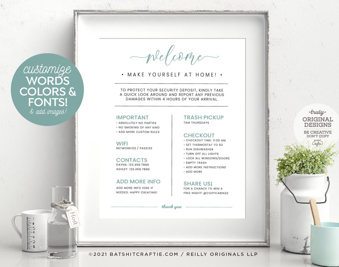 Fully Editable 8x10 Printable Template Welcome Sign | Etsy