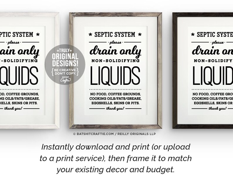 Septic System PRINTABLE Kitchen Sign Liquids Only No Food | Etsy