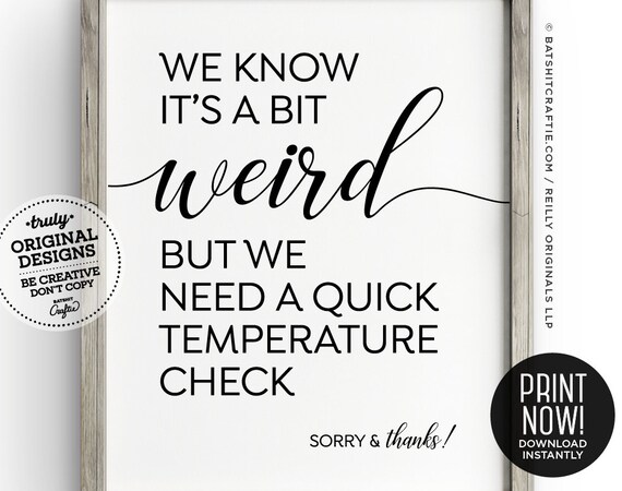 Funny Temperature Check Required PRINTABLE SIGN Modern | Etsy