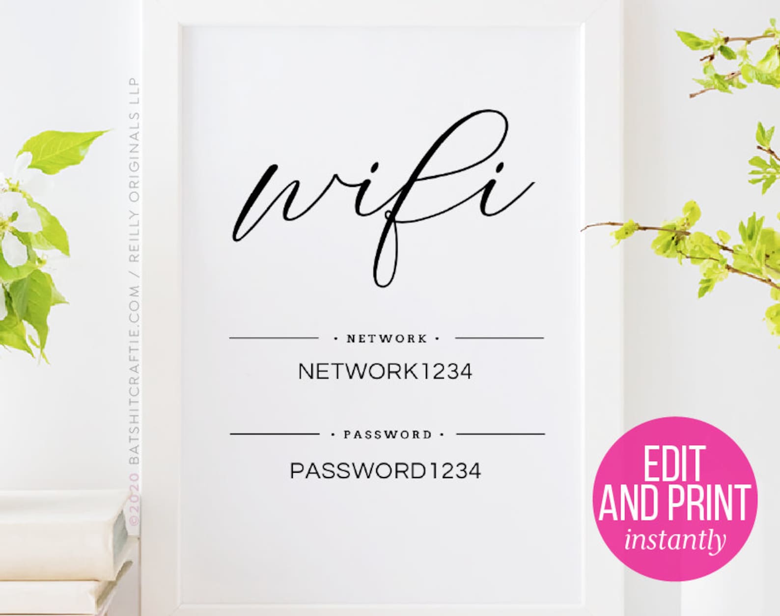 Custom Wifi Password Editable Template ~ 4x6, 5x7 + 8x10" ~ Customize ...