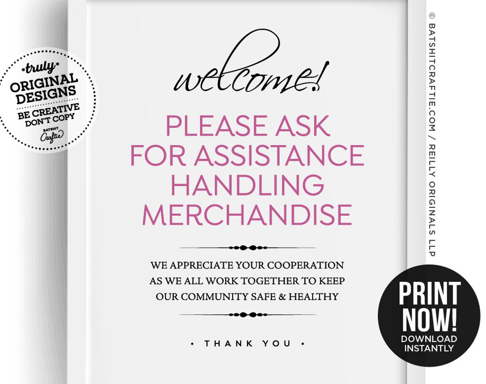Please Ask for Assistance Handling Merchandise PRINTABLE SIGN | Etsy