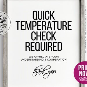 Temperature Check Required PRINTABLE SIGN Modern Office Workplace ...
