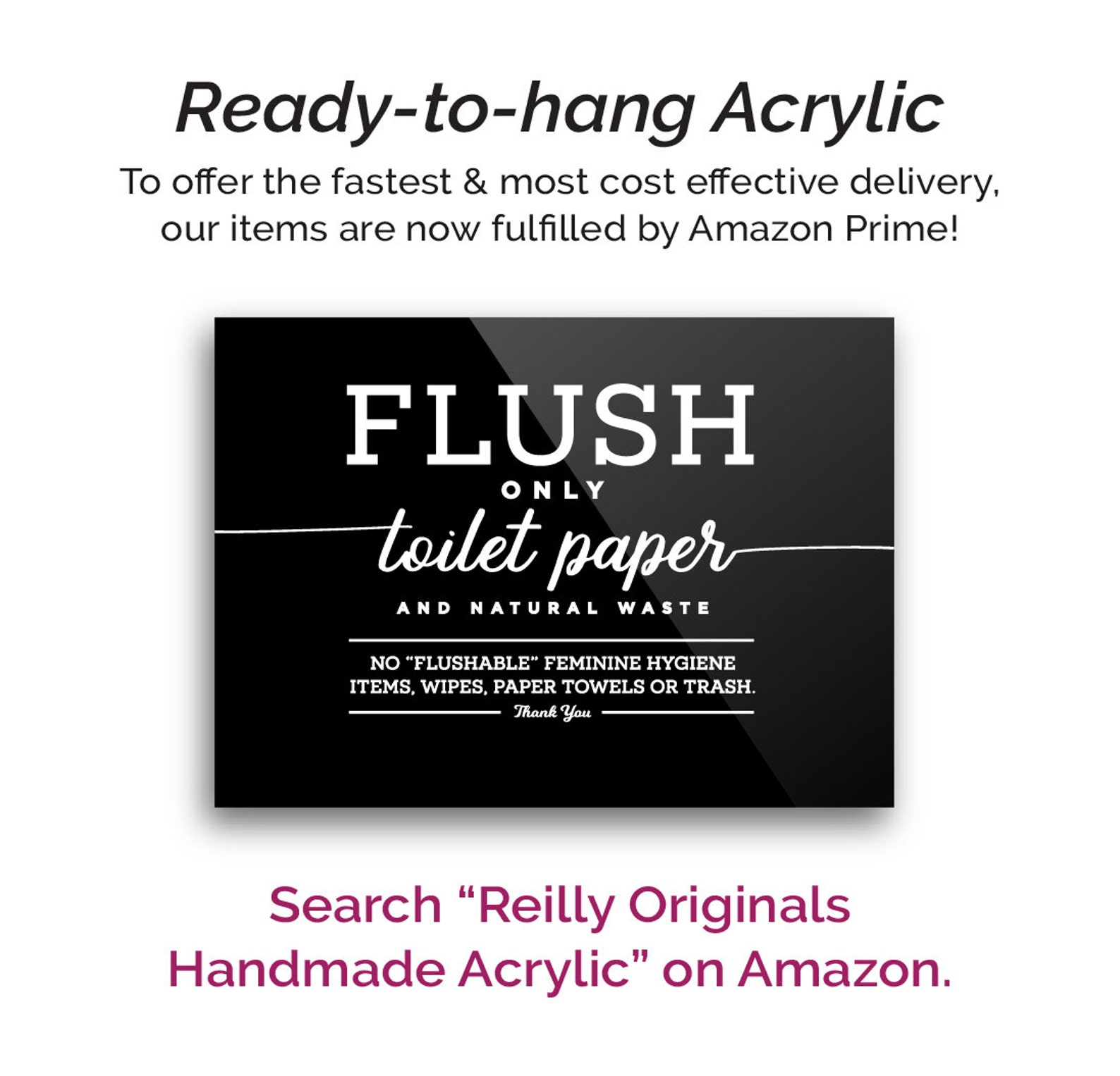 Flush Only Toilet Paper & Natural Waste Sign ~ Ready to Ship or Print ...